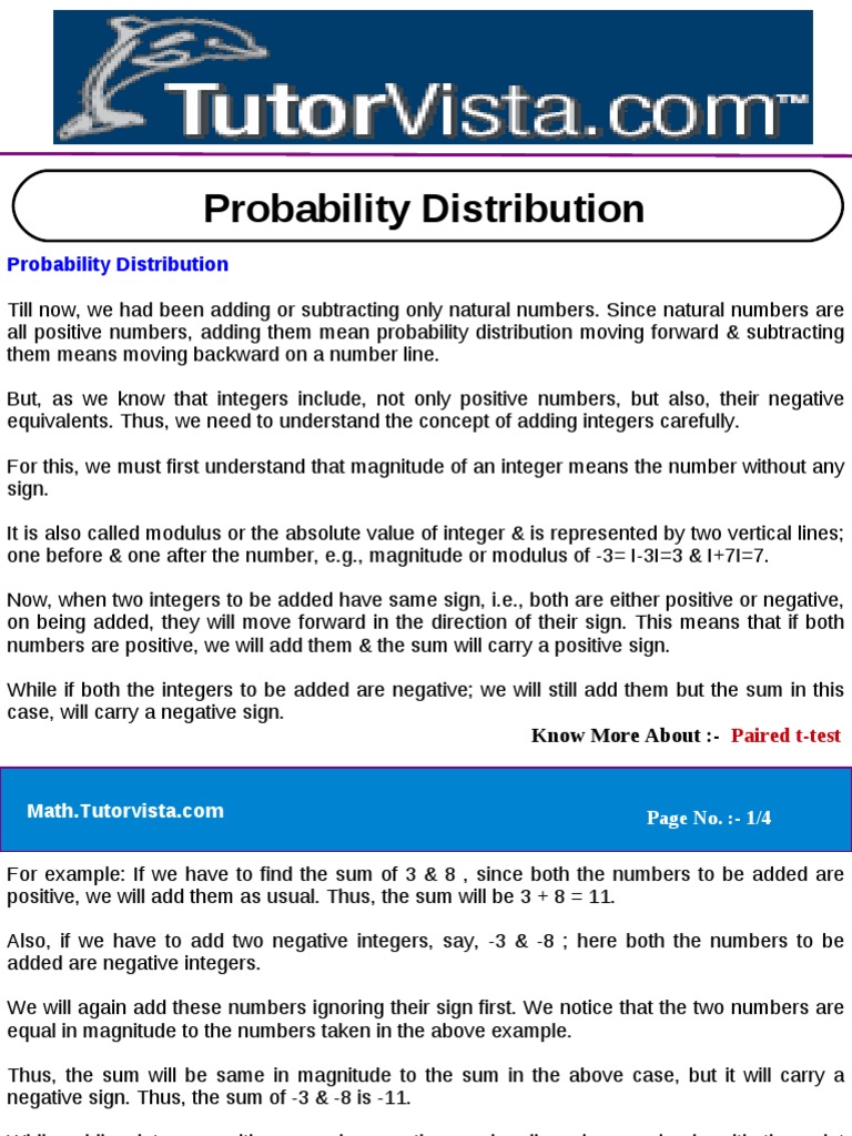 Probability Distribution | PDF | Integer | Summation