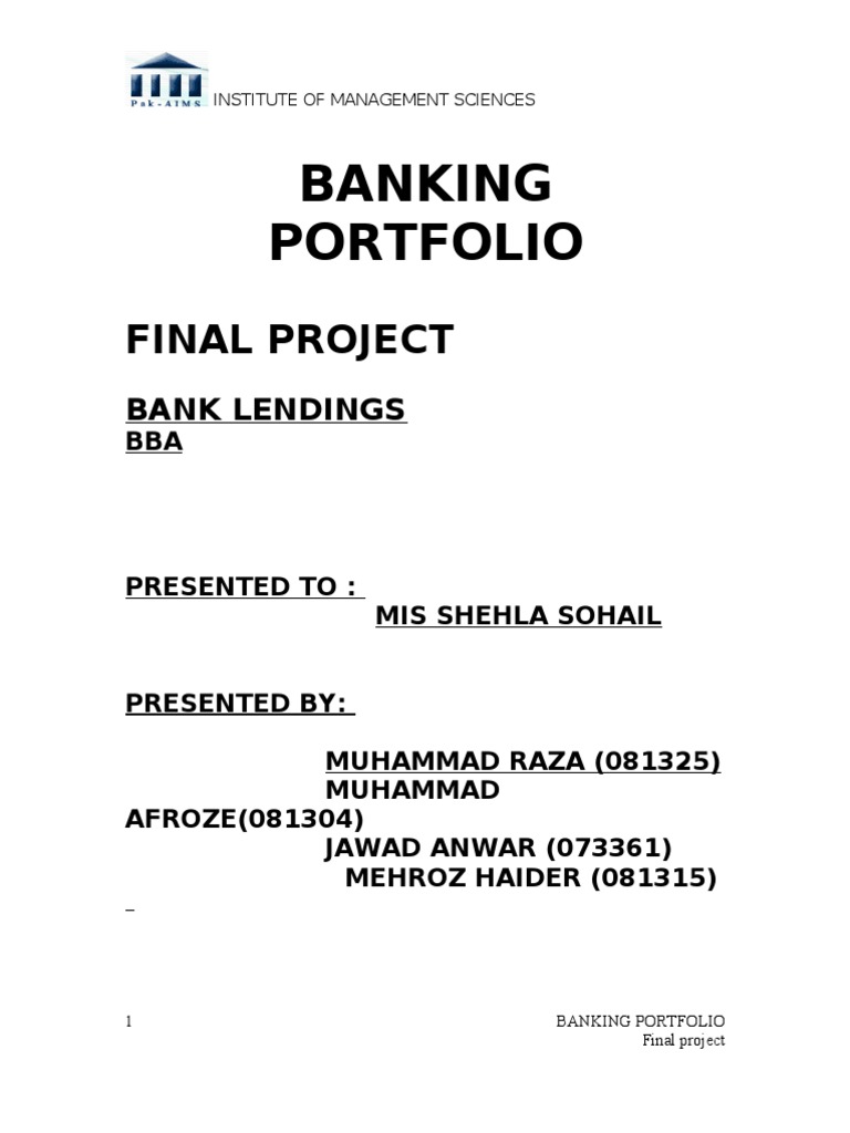 Banking Portfolio: Final Project | PDF | Guarantee | Banks