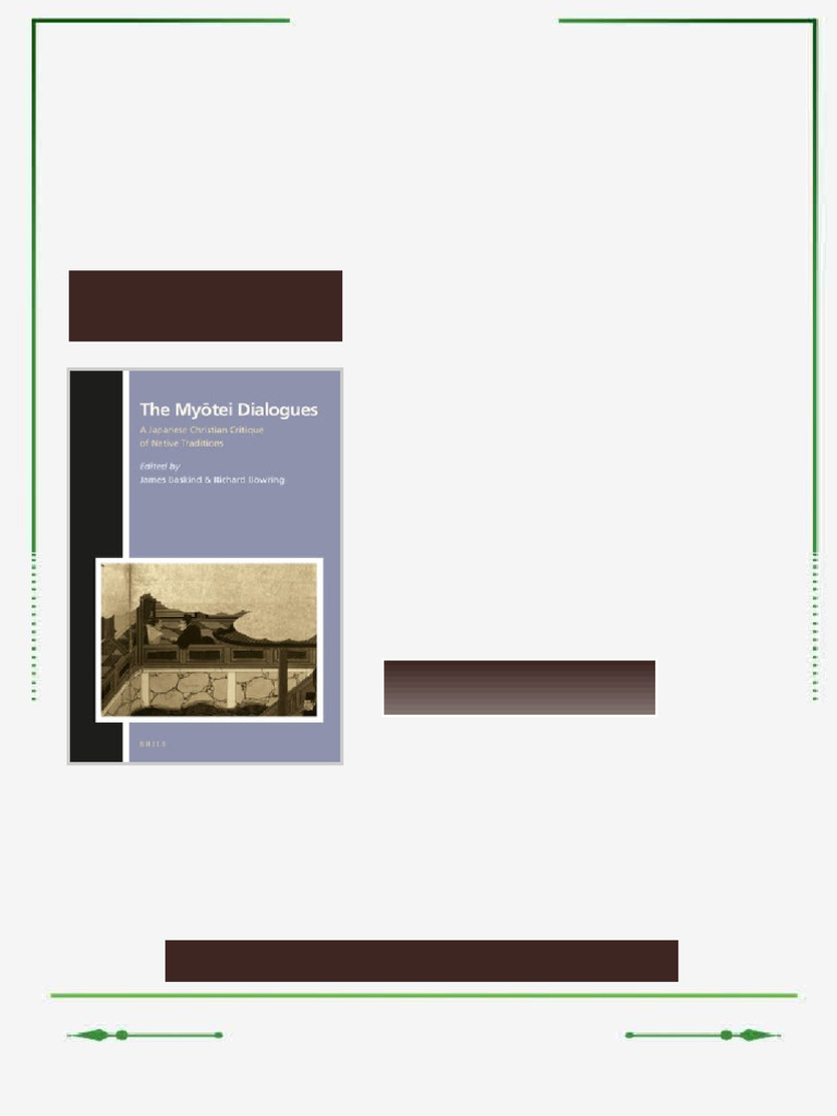 The Myōtei Dialogues A Japanese Christian Critique of Native Traditions ...