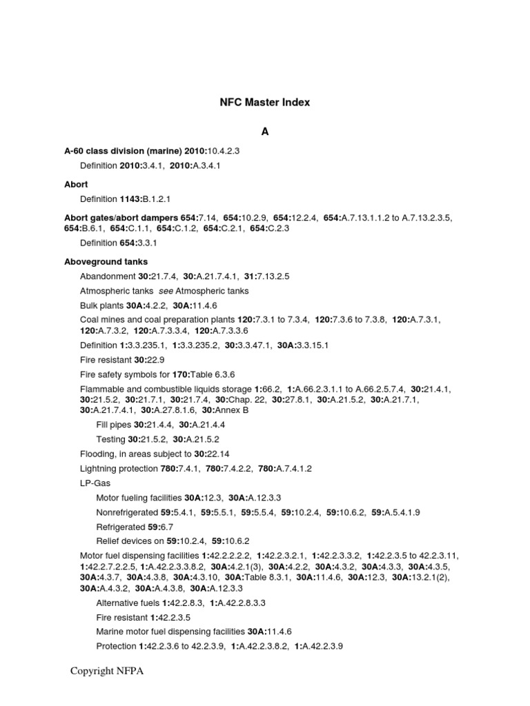 NFC Codes Index | PDF | Firefighting | Air Conditioning