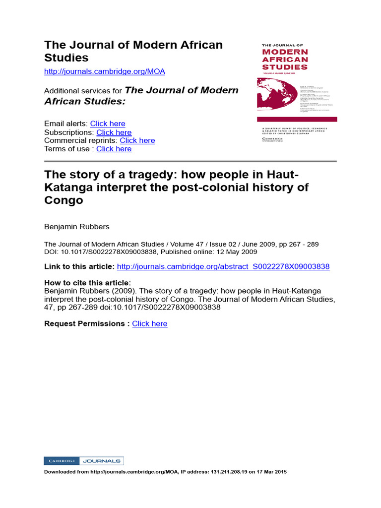 Haut-Katanga's Post-Colonial Narratives | PDF | Democratic Republic Of ...