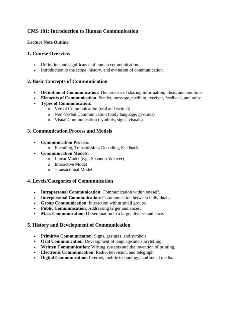 CMS 101 - Introduction to Human Communication | PDF | Communication ...