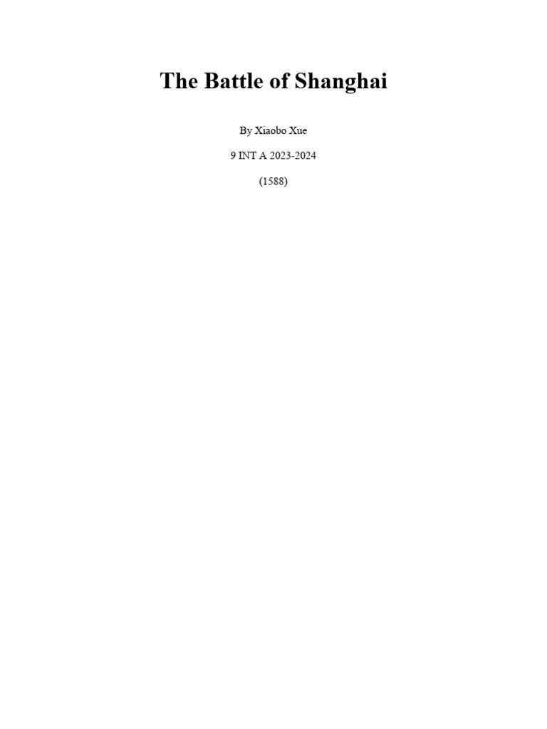 Shanghai Battle Overview: 1937 Conflict | PDF | Warfare | Military ...