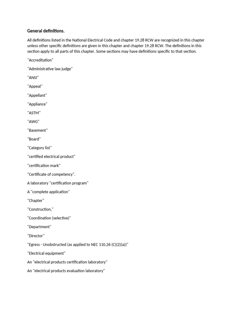 Electrical Code Definitions Overview | PDF
