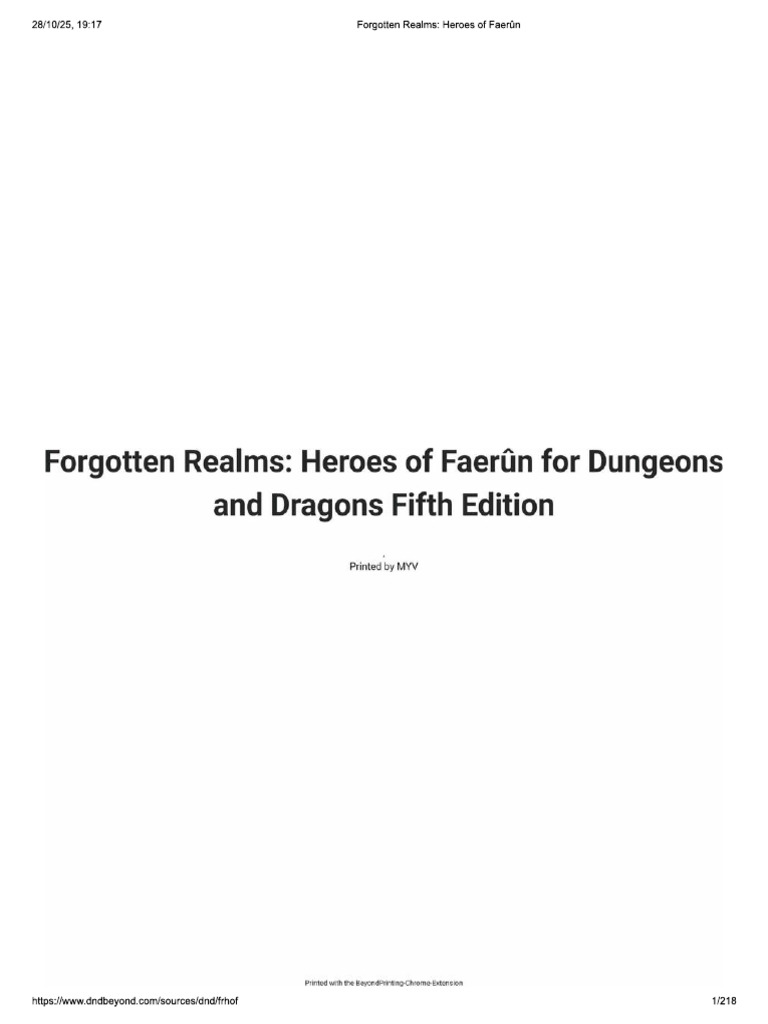 Forgotten Realms - Heroes of Faerun For D&D 5e | PDF