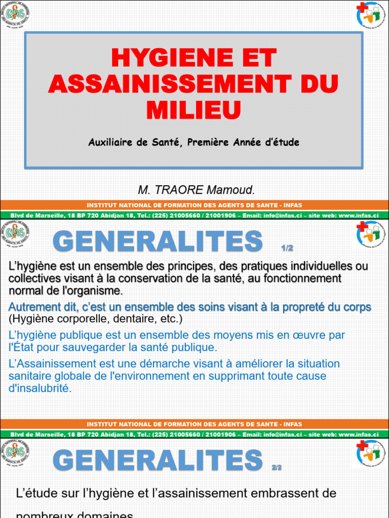 Hygiène et Assainissement en Santé | PDF | Assainissement | Émail dentaire