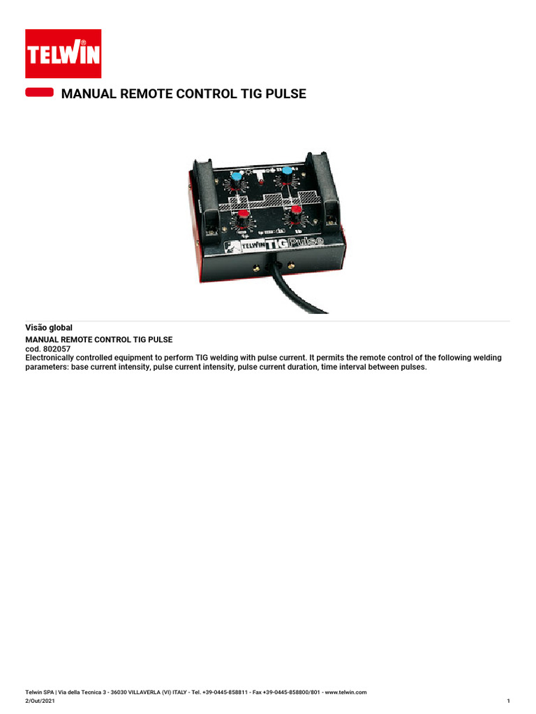 802057 p Manual Remote Control Tig Pulse | PDF