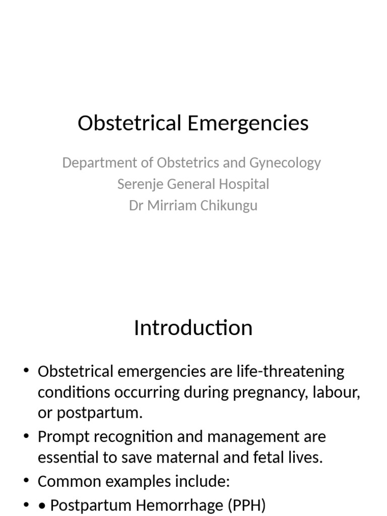 Key Obstetrical Emergencies Guide | PDF | Childbirth | Maternal Health