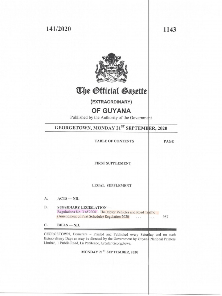 Reg. 3 of 2020 Motor Vehicle and Road Traffic Amendment of First ...