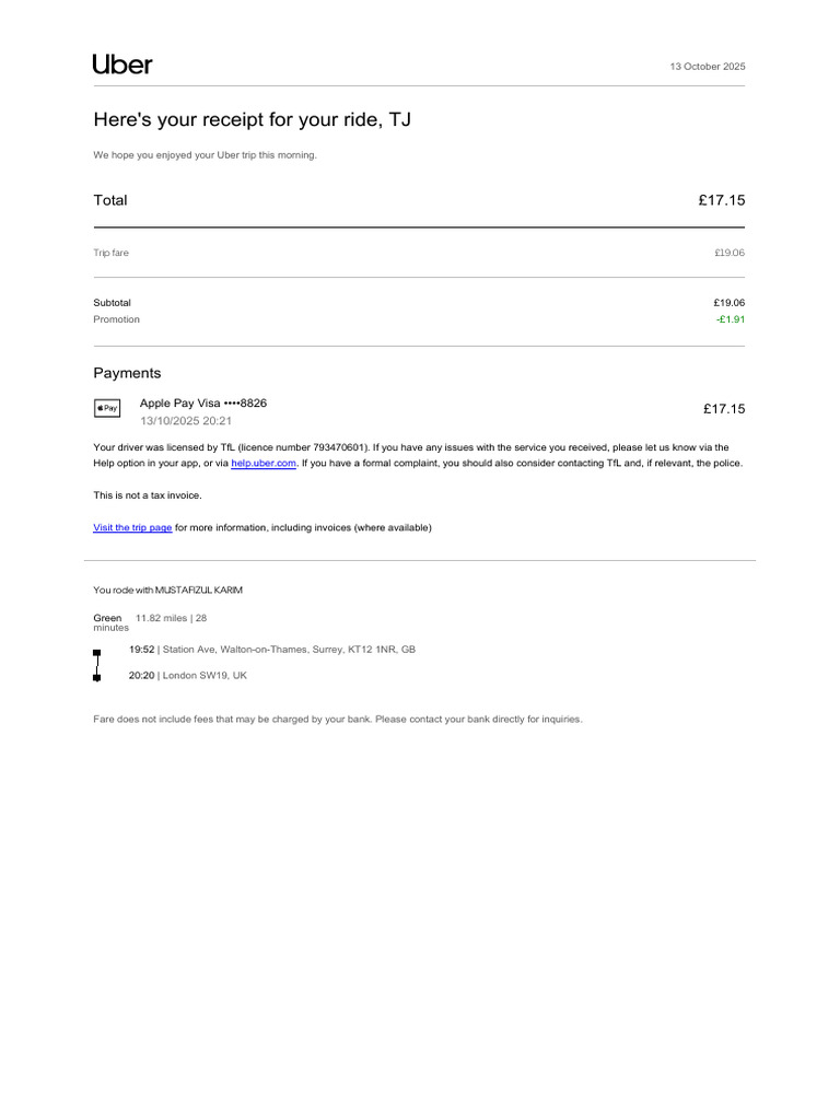 Uber Ride Receipt - 13 Oct 2025 | PDF