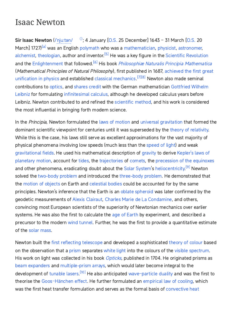 Isaac Newton: Pioneer of Science | PDF | Isaac Newton | Calculus