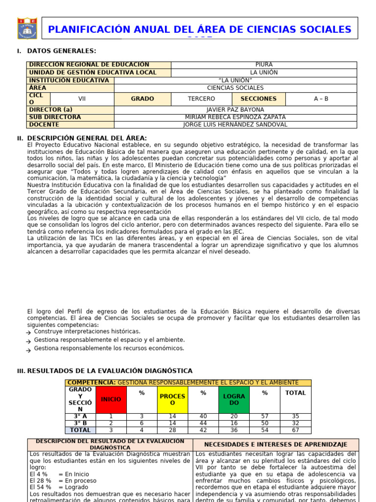 PLANIFICACIÓN ANUAL - CCSS 3° AB - 2025 - OK | PDF | Evaluación ...