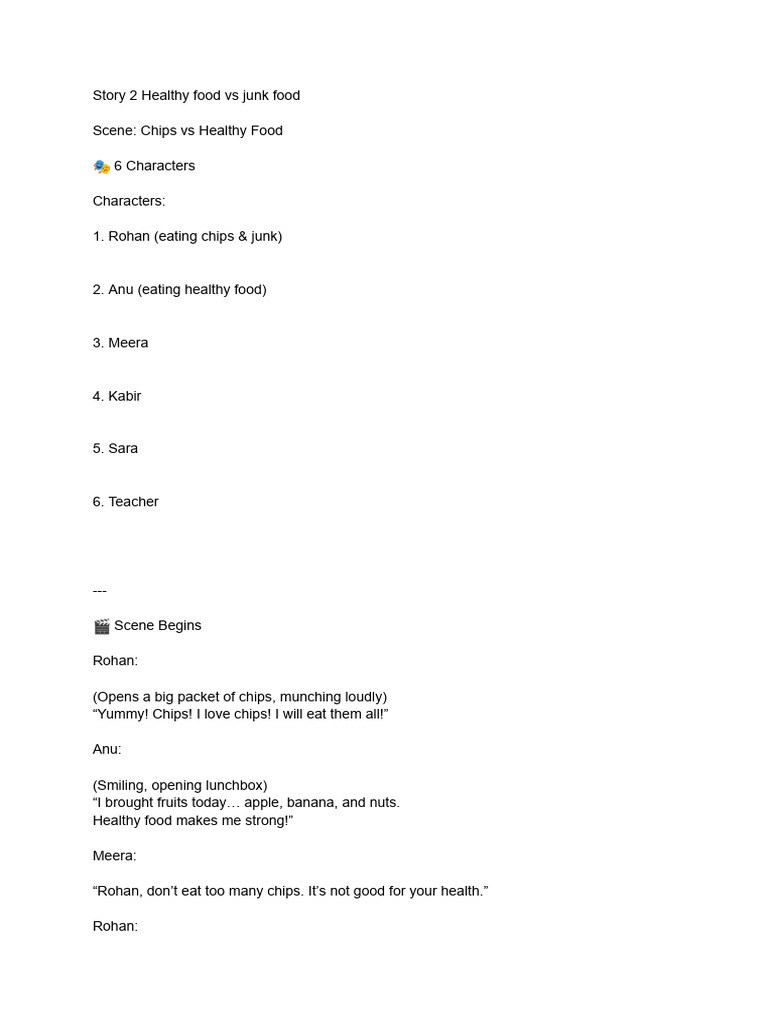 Healthy Food Story | PDF
