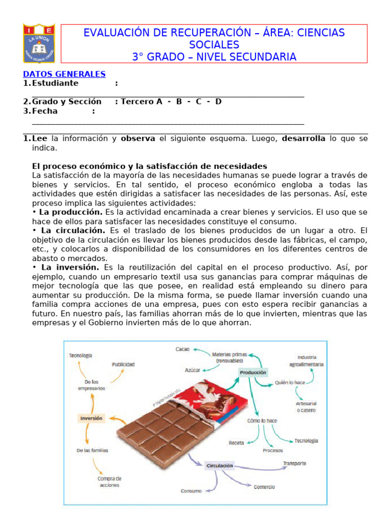EXAMEN DE RECUPERACIÓN - 3° CCSS - NUEVO | PDF | Factores de producción ...