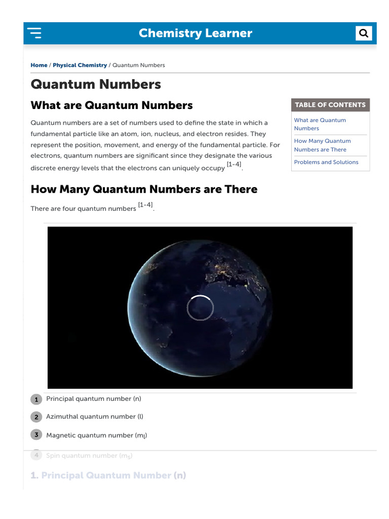 Chemistry Learner Quantum Numbers | PDF | Atomic Orbital | Electron ...