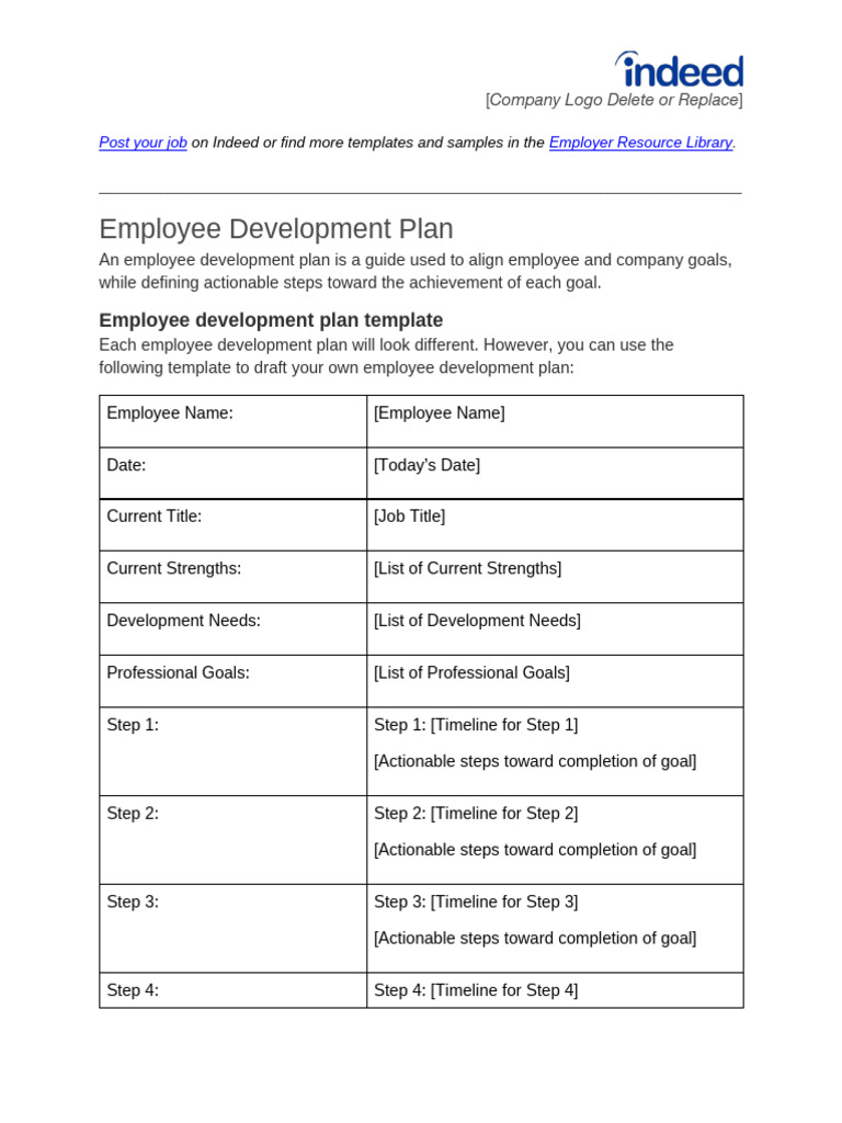 Employee Development Plan - Indeed | PDF | Goal