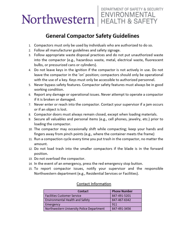Compactor Safety Guidelines | PDF