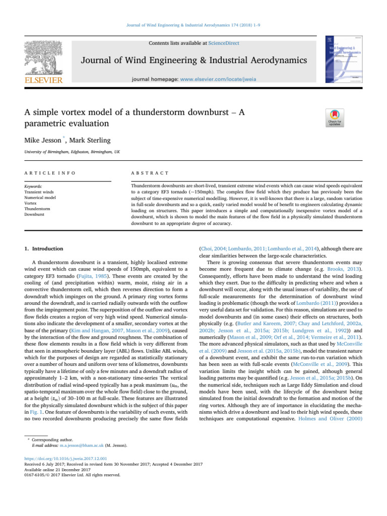 Simple Vortex Model for Thunderstorm Downbursts | PDF | Vortices | Ellipse
