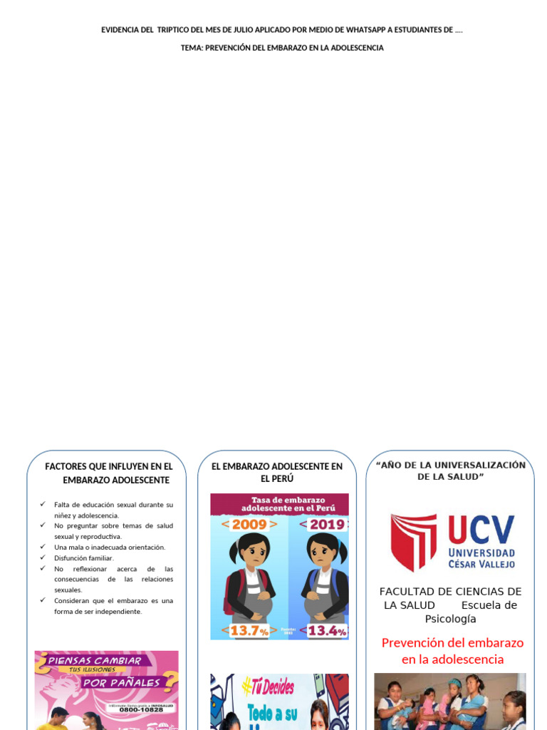 6° Triptico embarazo adolescente Julián | PDF | El embarazo | Adolescencia