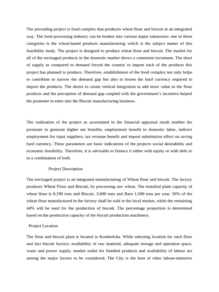 The Prevailing Project Is Food Complex That Produces Wheat Flour and ...