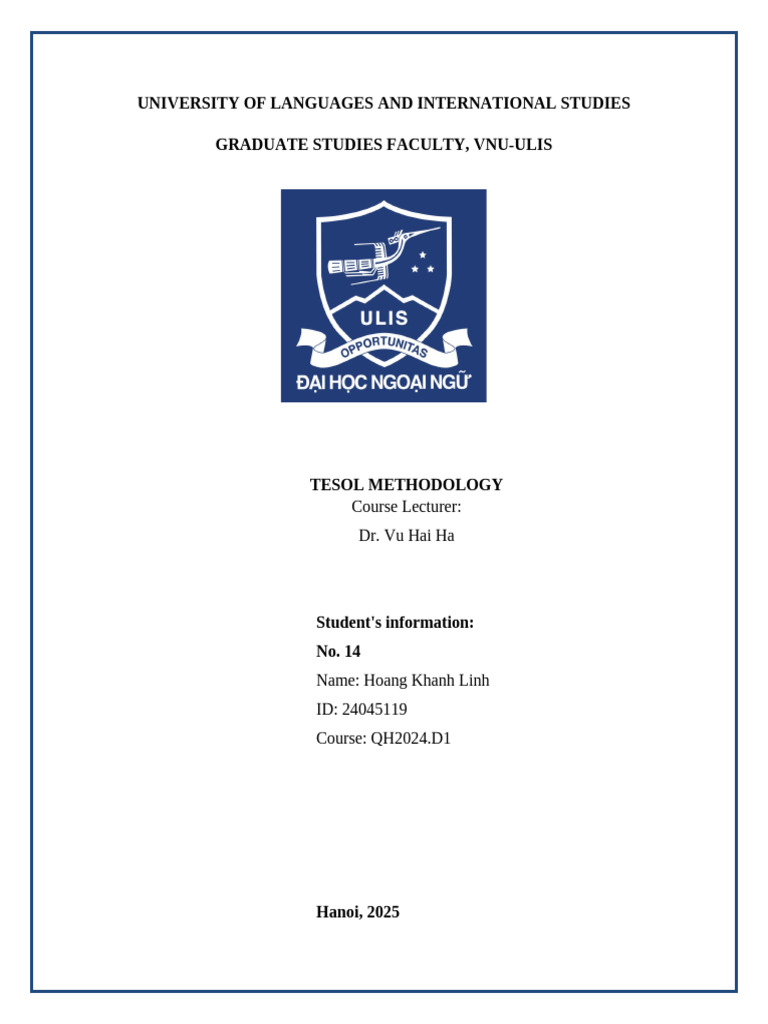 Hoàng Khánh Linh - Final Assignment - 1 | PDF | Learning ...