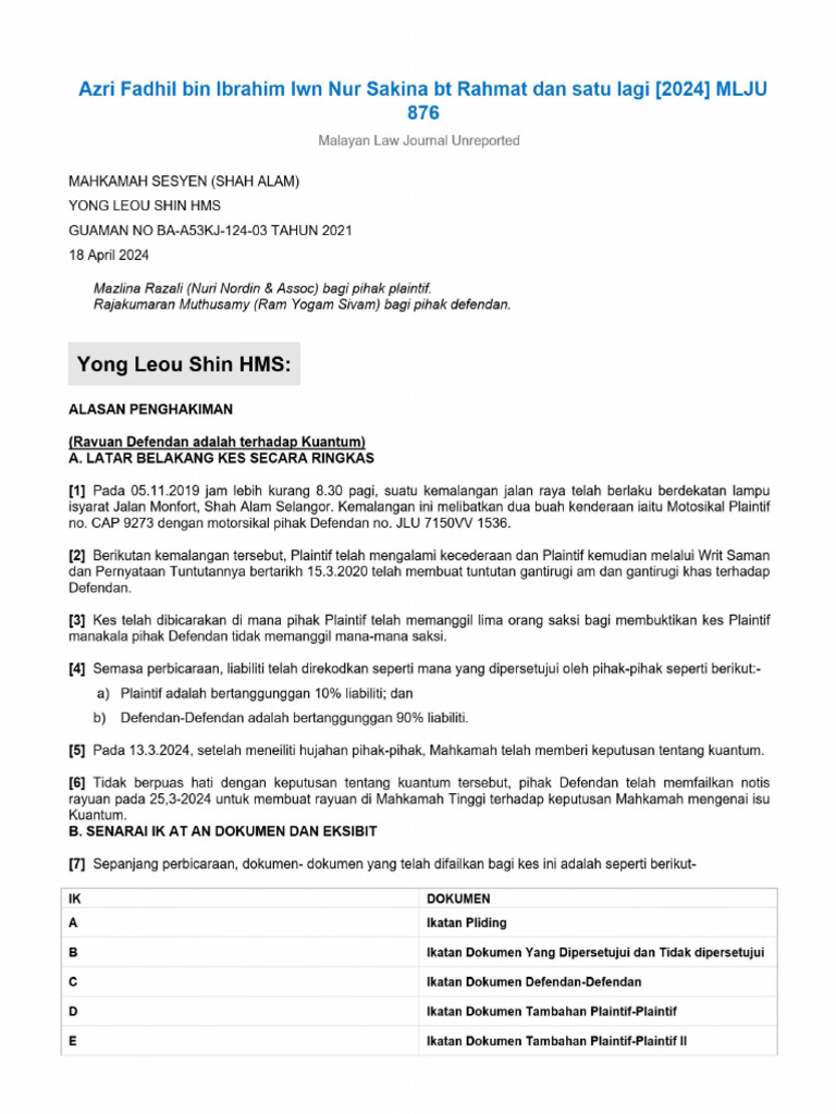 Azri Fadhil Bin Ibrahim v Nur Sakina Bt Rahmat Dan Satu Lagi | PDF