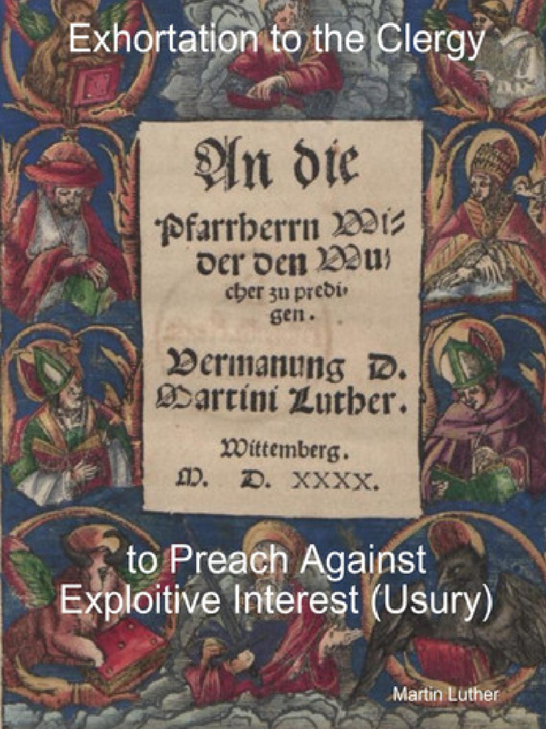Exhortation to the Clergy to Preach Against Exploitive Interest (Usury ...
