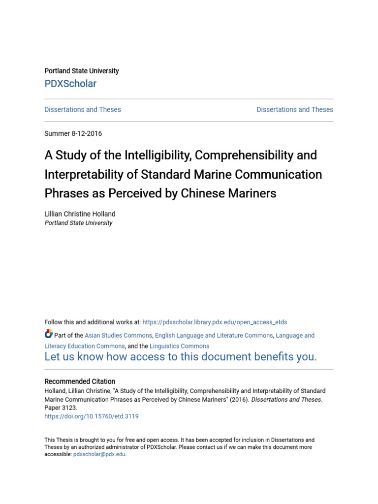 A Study of the Intelligibility, Comprehensibility And | PDF | Sailor ...