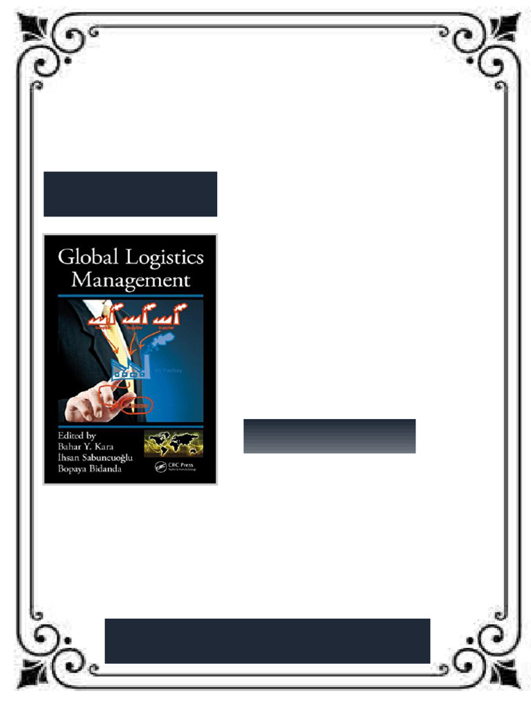 Industrial Engineering Global Logistics Management 1st Edition Bahar Y ...