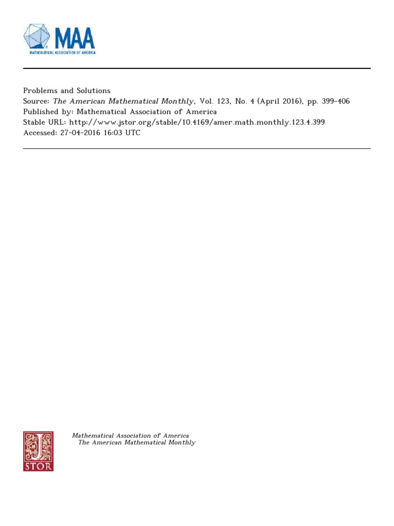 [American Mathematical Monthly Vol. 123 Iss. 4] - Problems and ...