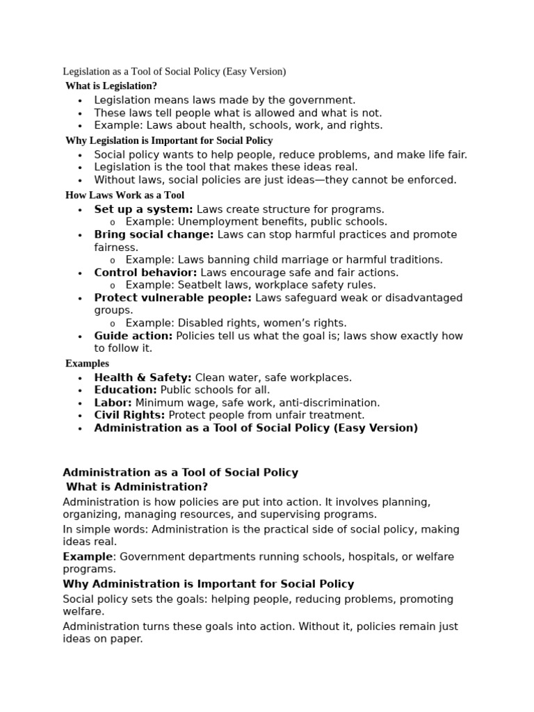 Legislation is Tool of Social Policy | PDF | Policy | Social Policy
