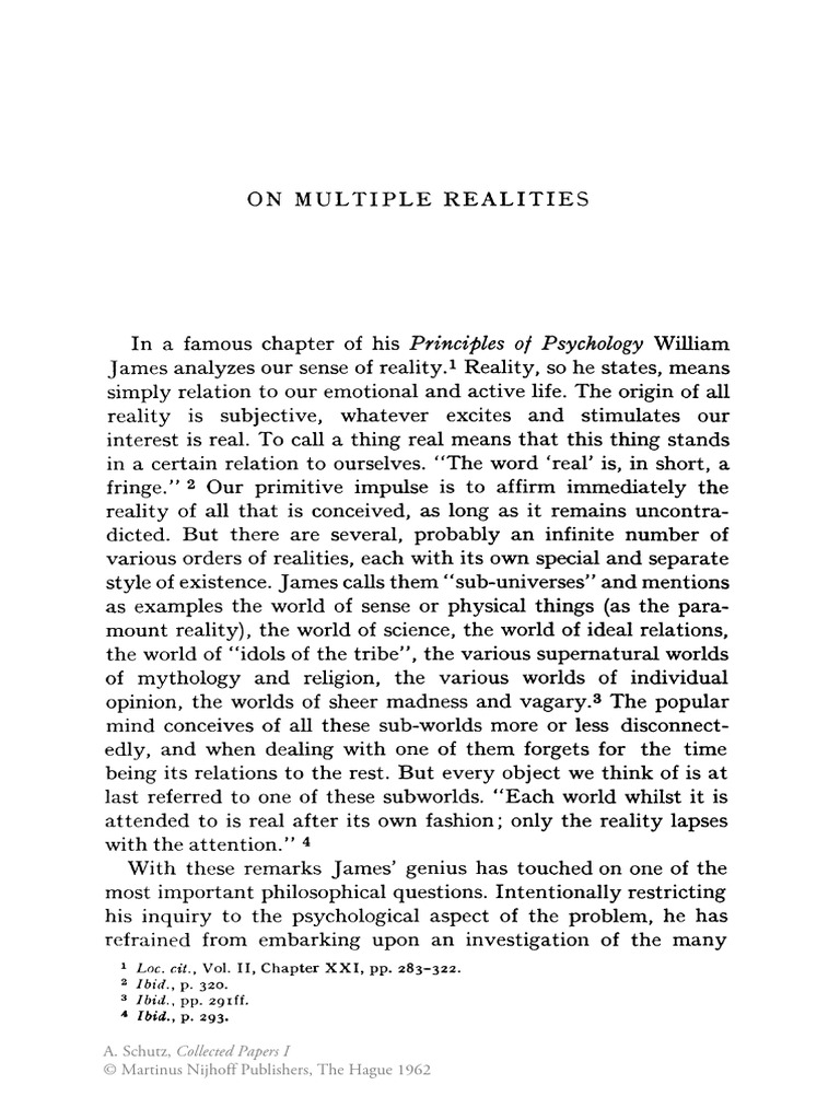 Exploring Multiple Realities in Psychology | PDF | Reality | Experience