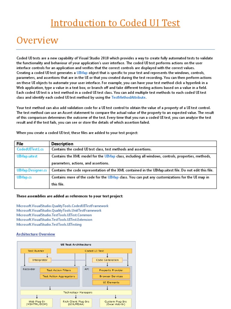 Coded UI Automation - User Guide | Download Free PDF | Microsoft Visual ... Coded UI Automation - User Guide | Download Free PDF | Microsoft Visual ...