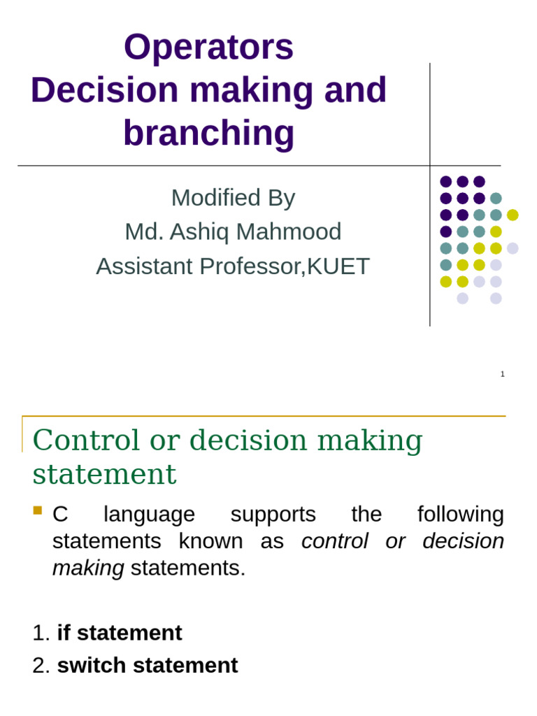LEC_02,03 & 04-Decision making and branching | PDF | Software Development | Computer Engineering