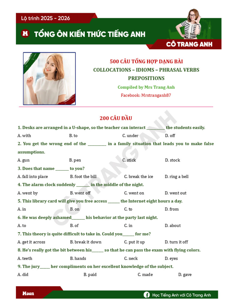 500 English Collocations & Idioms Quiz | PDF