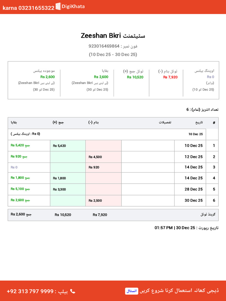 Customer Ledger Report 1767085020861 | PDF