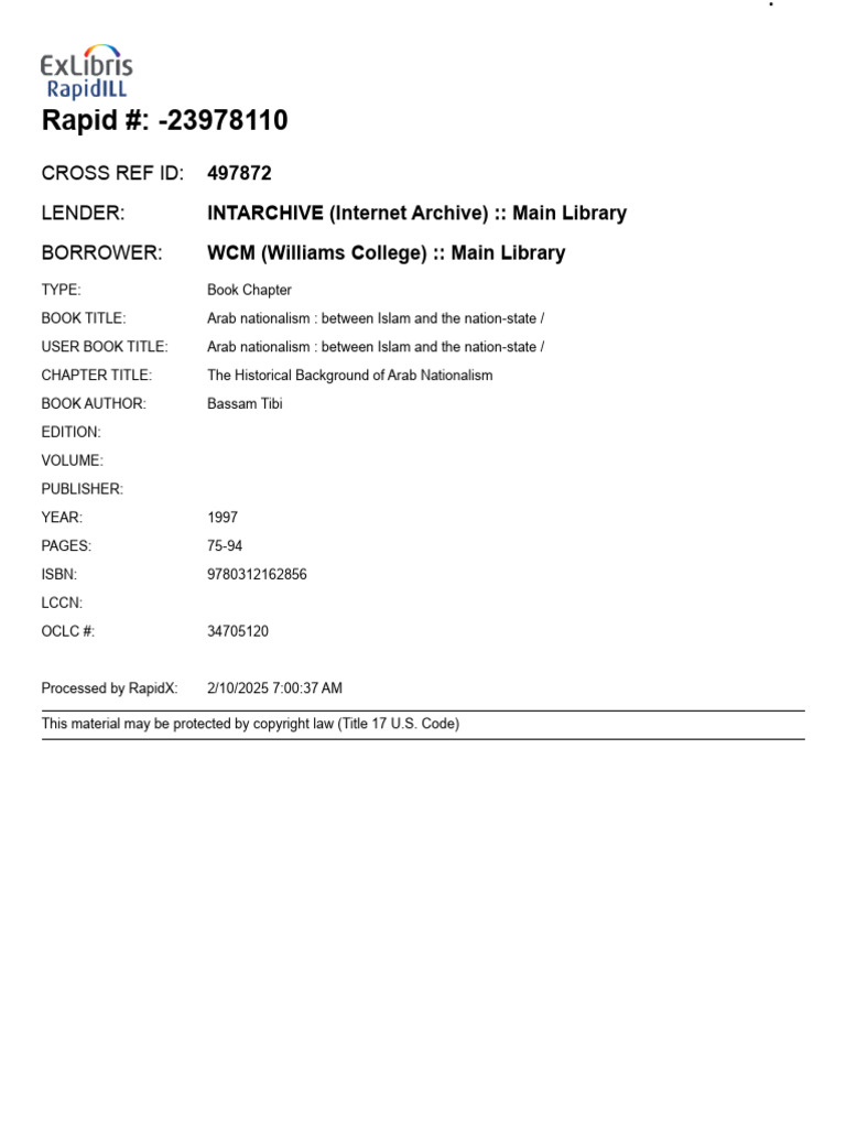 Tibi- The Historical Background of Arab Nationalism | PDF | Wahhabism ...