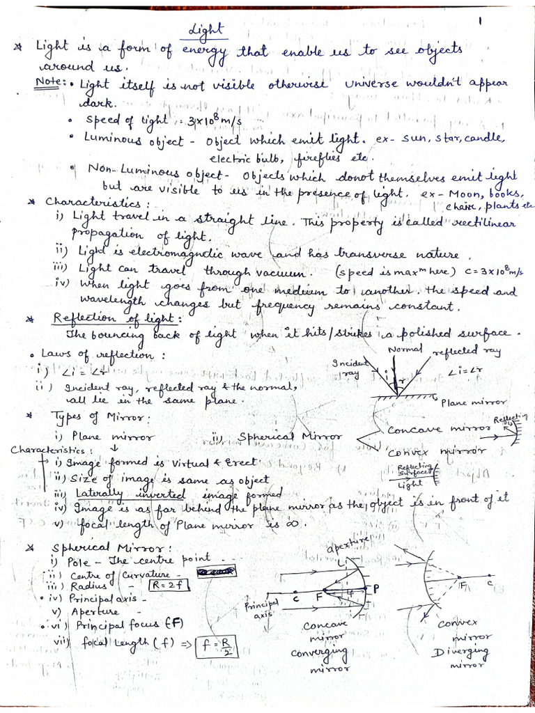 Light Handwritten Complete Class 10 | PDF