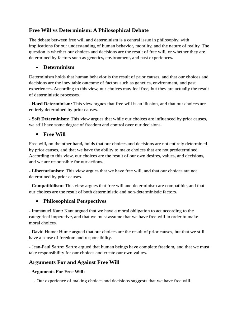 Free Will vs Determinism Explained | PDF | Free Will | Determinism