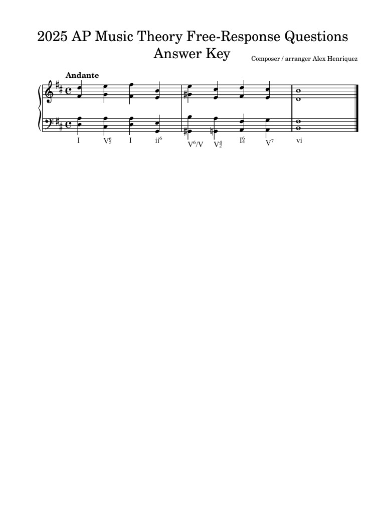 2025 AP Music Theory Answer Key | PDF