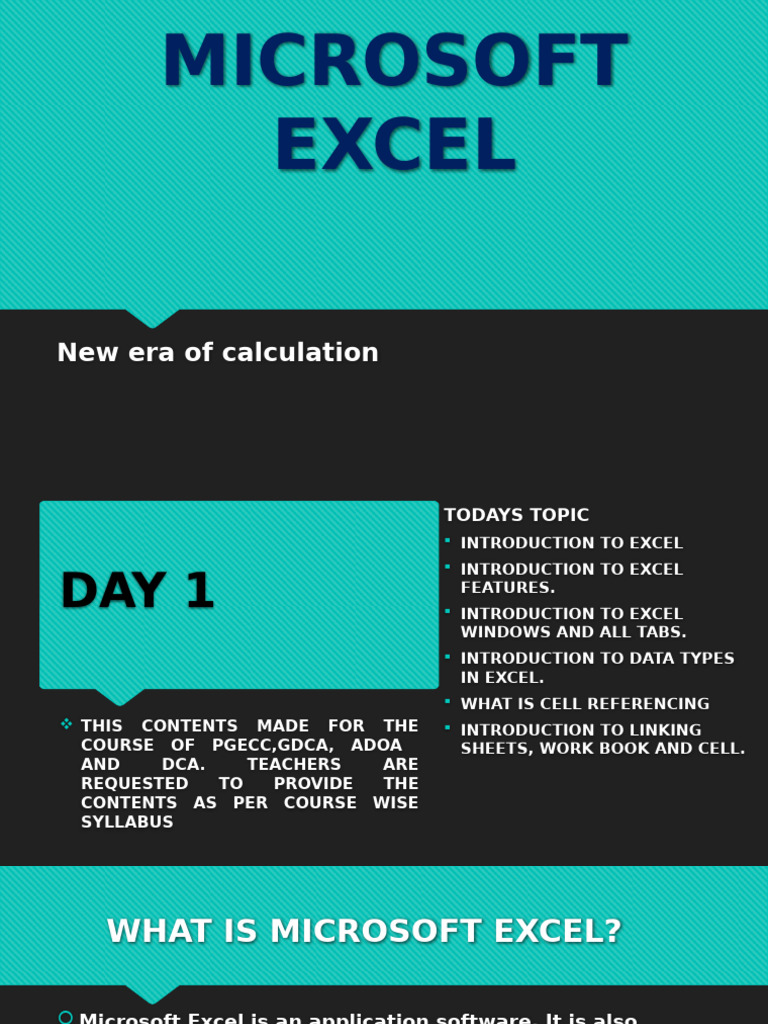 EXCEL DAY 1 | PDF | Microsoft Excel | Spreadsheet