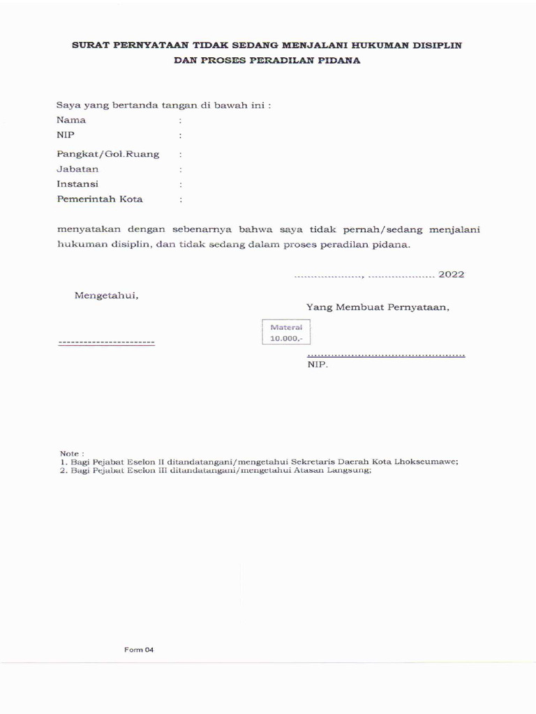 Contoh DRH Dan Surat Tidak Sedang Menjalani Hukuman Disiplin | PDF