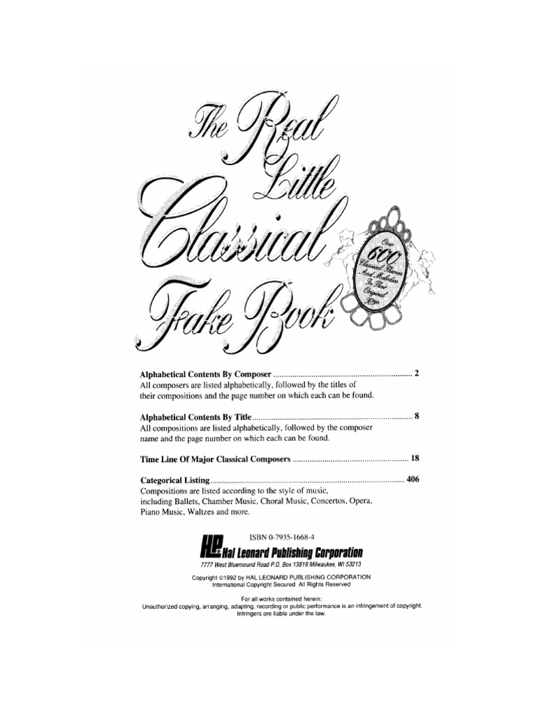 The Real Classical Fake Book | PDF