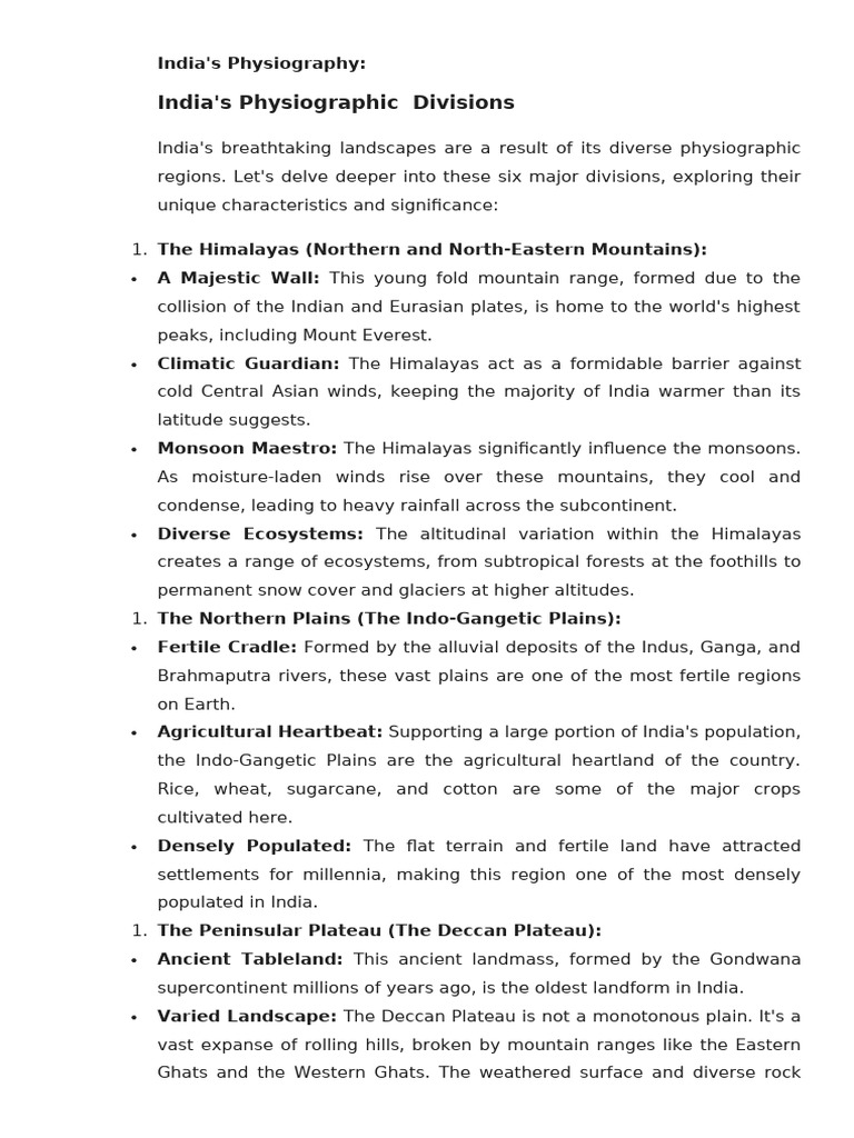 India's Diverse Physiographic Regions | PDF | Natural Gas | Soil