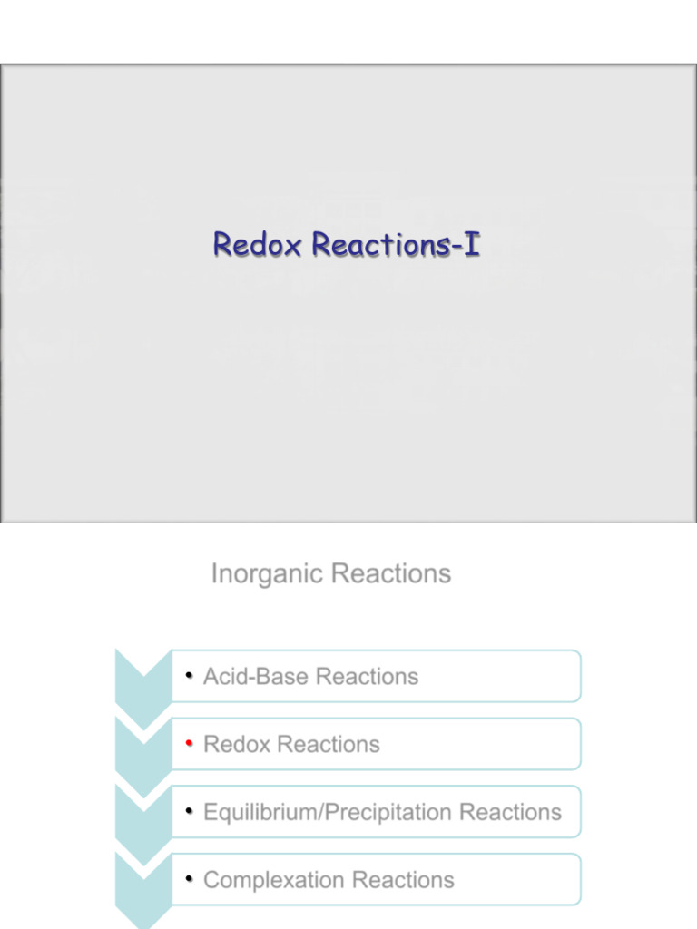 Lecture 12 Redox Reactions I | PDF