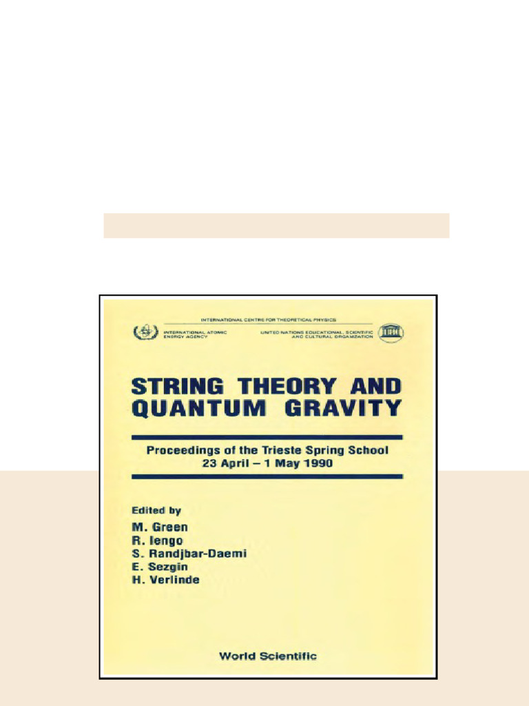 String Theory And Quantum Gravity Proceedings Of The Trieste Spring ...