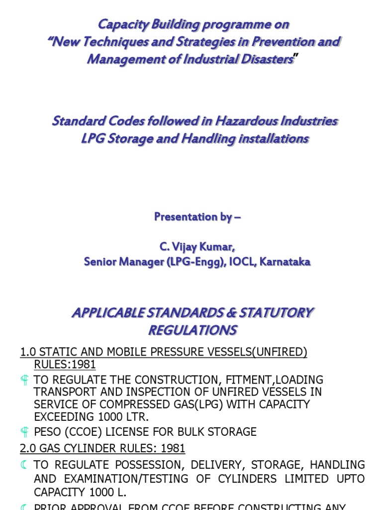 Standard Codes Followed in LPG Industries | PDF | Liquefied Petroleum ...