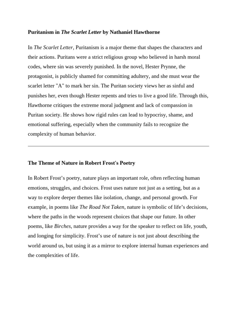 Puritanism's Impact in The Scarlet Letter | PDF