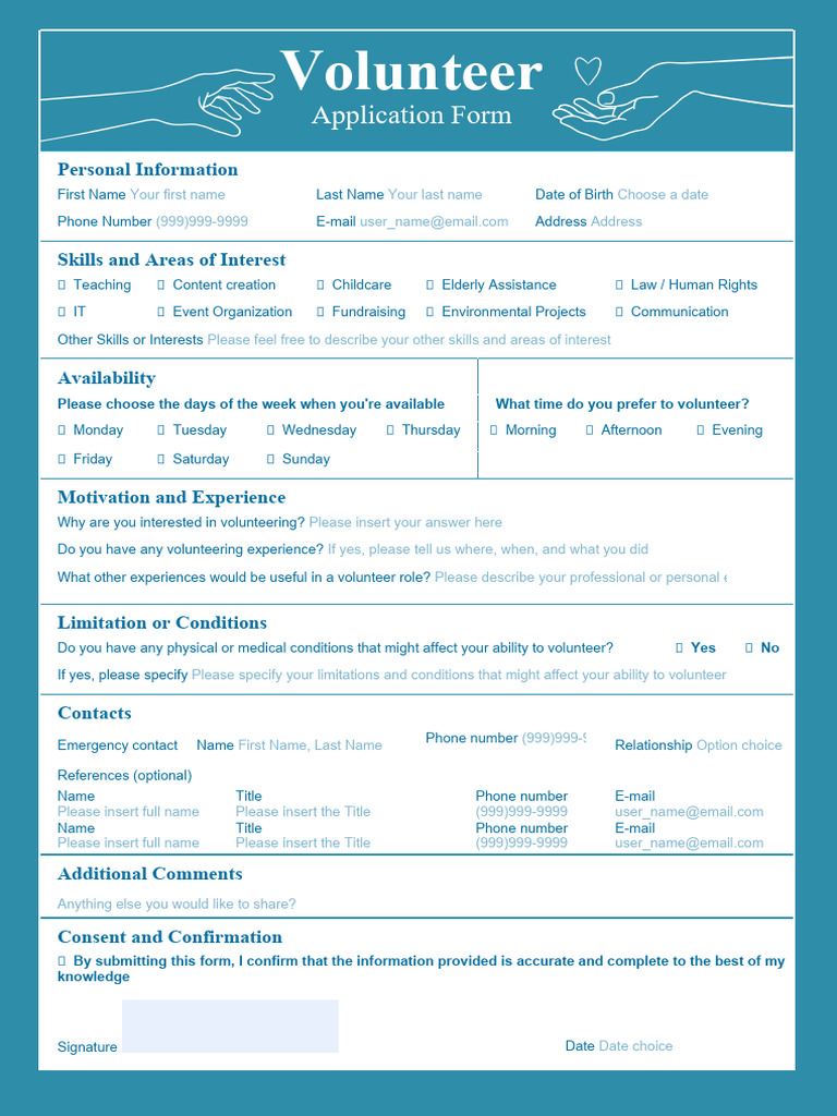 Volunteer Application Form 731f00c8bc | PDF