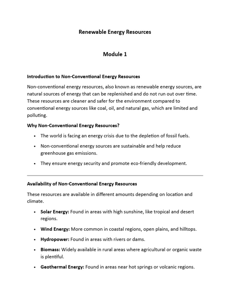 Overview of Renewable Energy Resources | PDF | Fuel Cell | Solar Energy